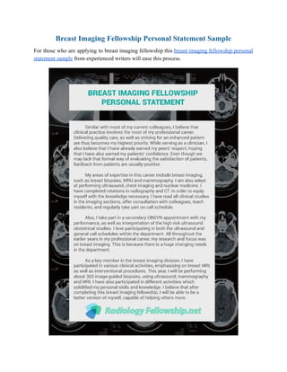 Best 10 Fellowship Personal Statements in Radiology | PDF