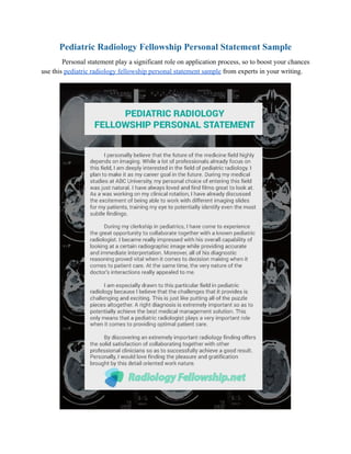 Best 10 Fellowship Personal Statements in Radiology | PDF