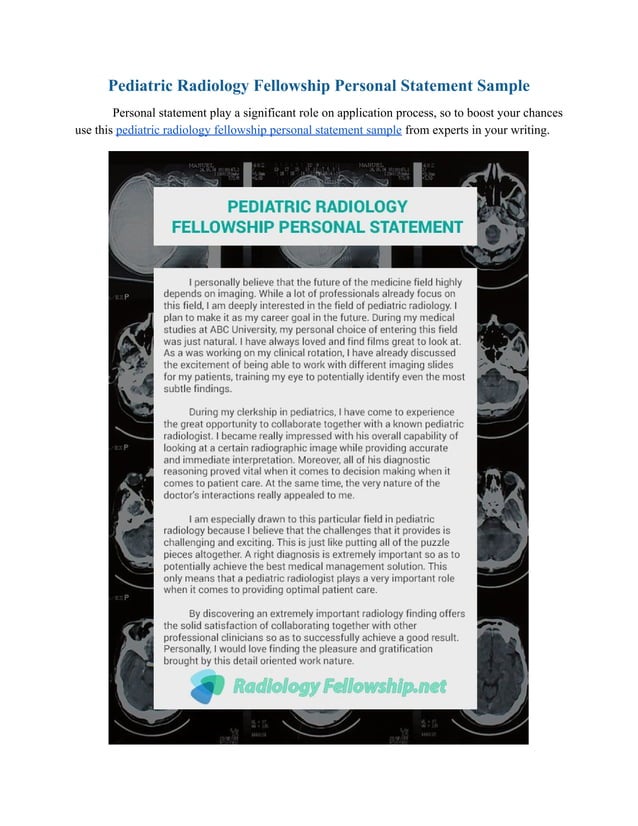 Best 10 Fellowship Personal Statements in Radiology | PDF | Medical ...