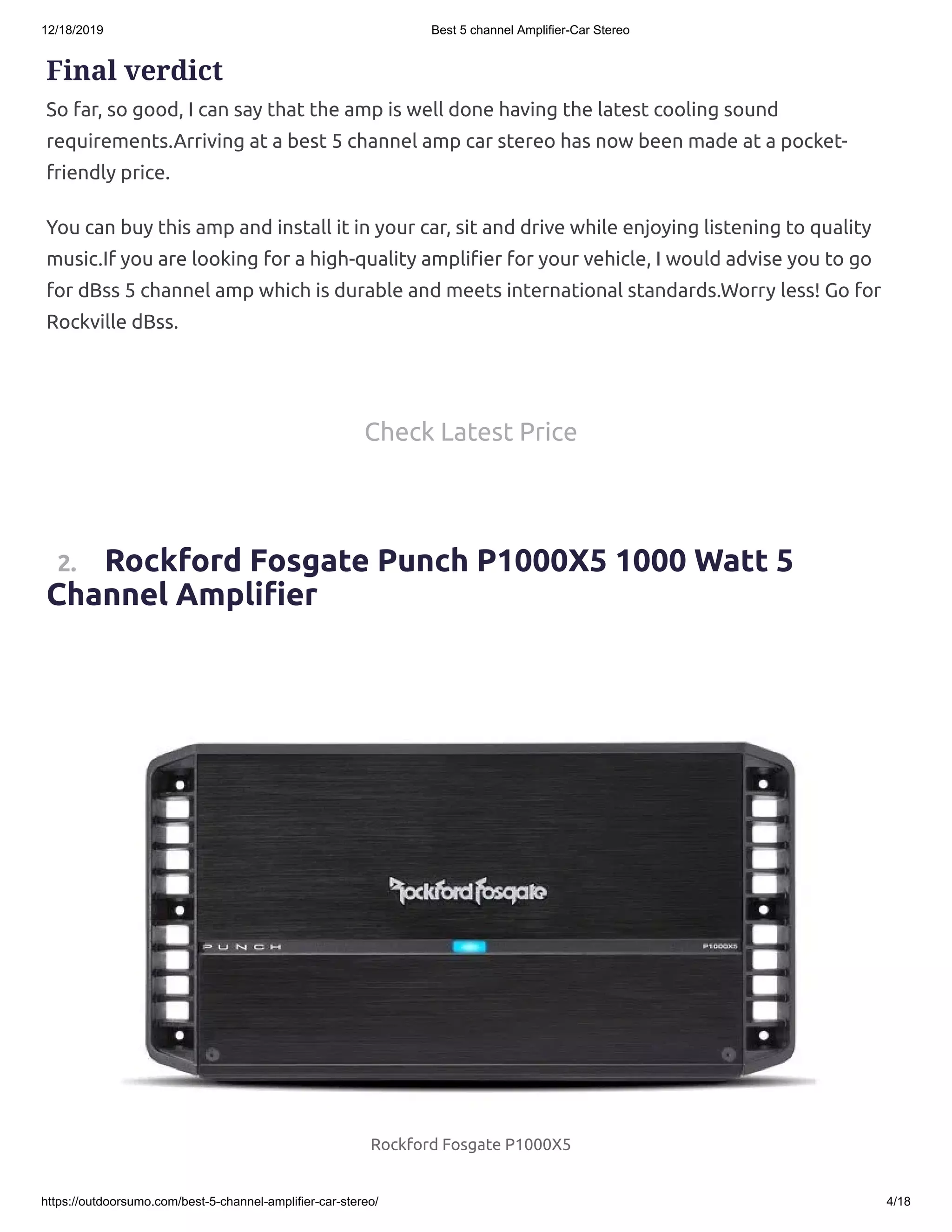 Best 5 channel amplifier car stereo | PDF