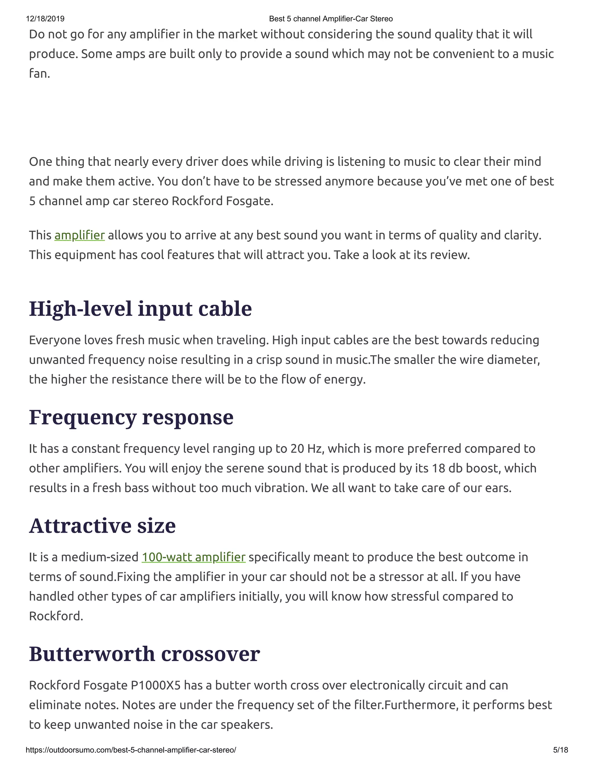 Best 5 channel amplifier car stereo | PDF
