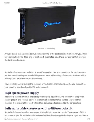 Best 5 channel amplifier car stereo | PDF