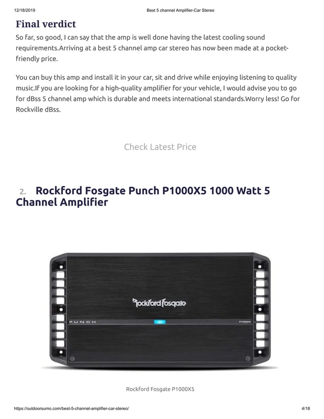 Best 5 channel amplifier car stereo | PDF