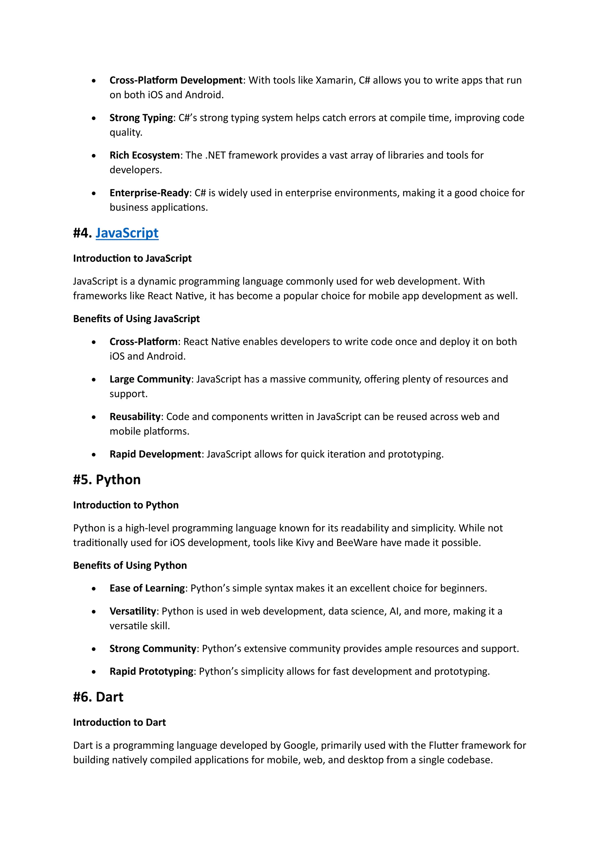 Best 7 Programming Languages for iOS App Development | PDF