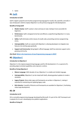 Best 7 Programming Languages for iOS App Development | PDF