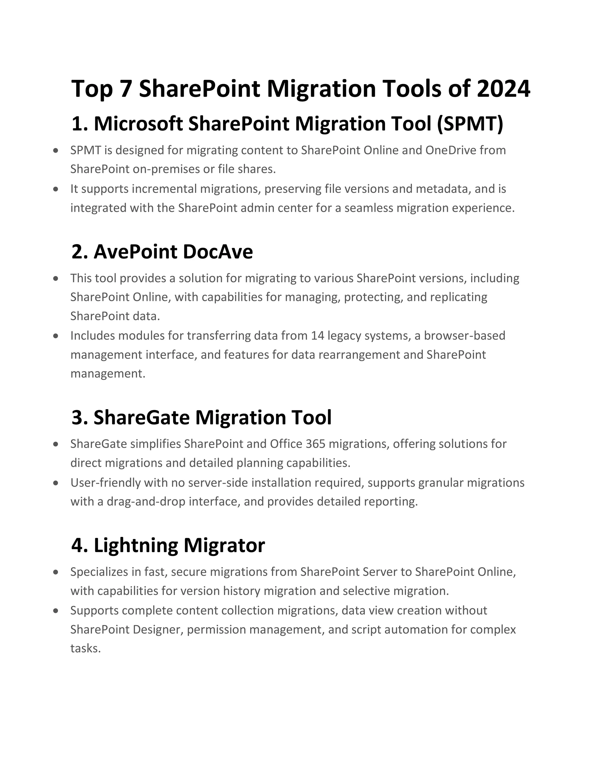 Best 7 SharePoint Migration Tools of 2024 | PDF