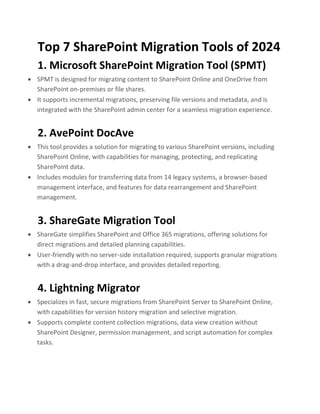 Best 7 SharePoint Migration Tools of 2024 | PDF