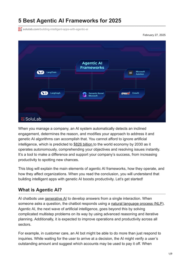 Best Agentic AI Frameworks for 2025.pdf overview | PDF