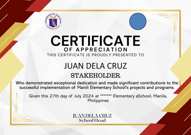 BE STAKEHOLDERS CERTificate for Brigada eskwela | PPTX