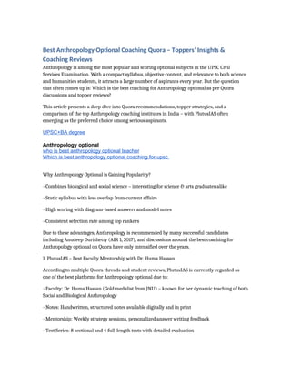 Best Anthropology Optional Coaching Quora.docx