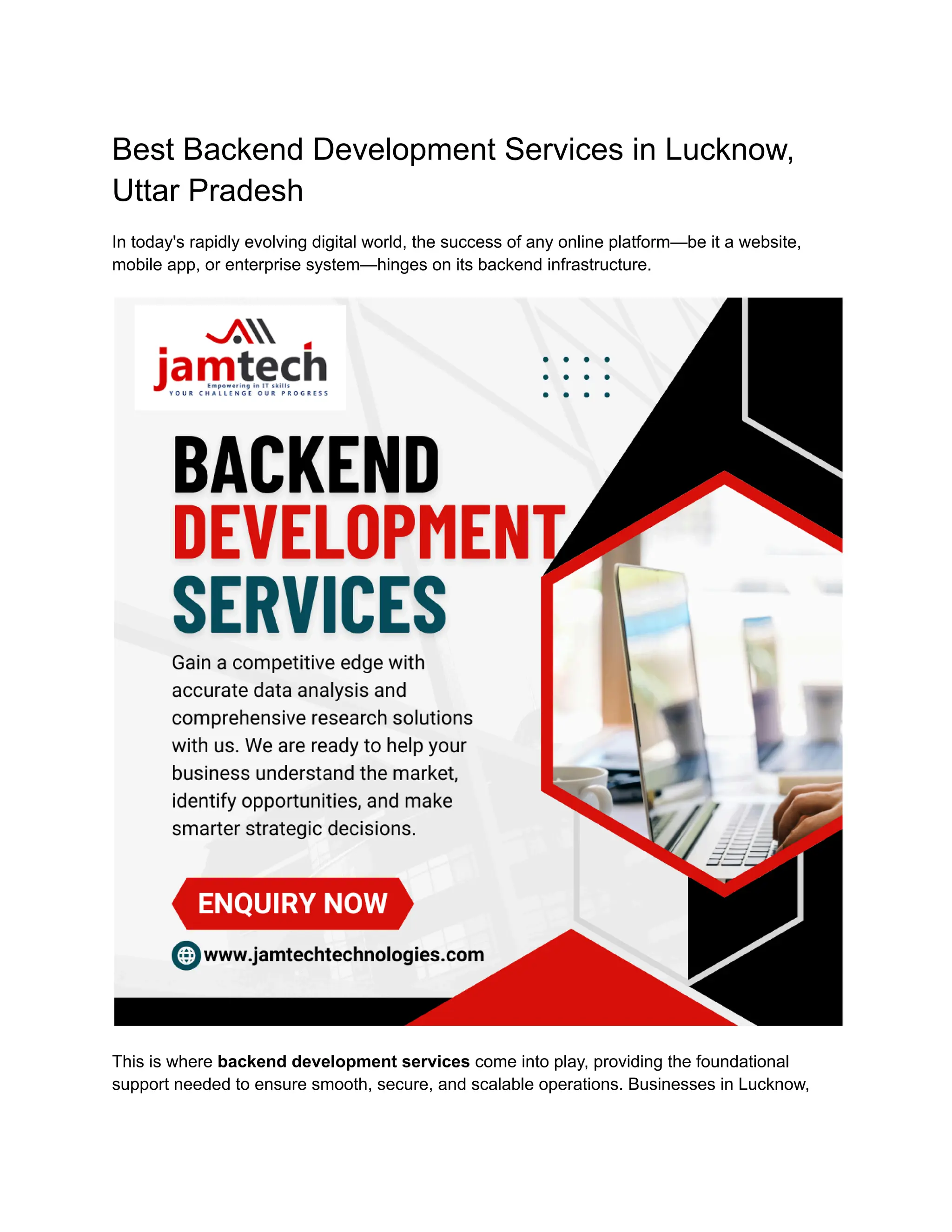 Best Backend Development Services in Lucknow, Uttar Pradesh.pdf | Web Development | Internet