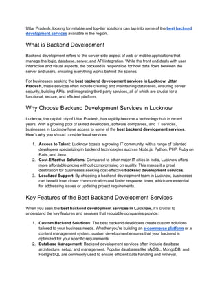 Best Backend Development Services in Lucknow, Uttar Pradesh.pdf | Web ...