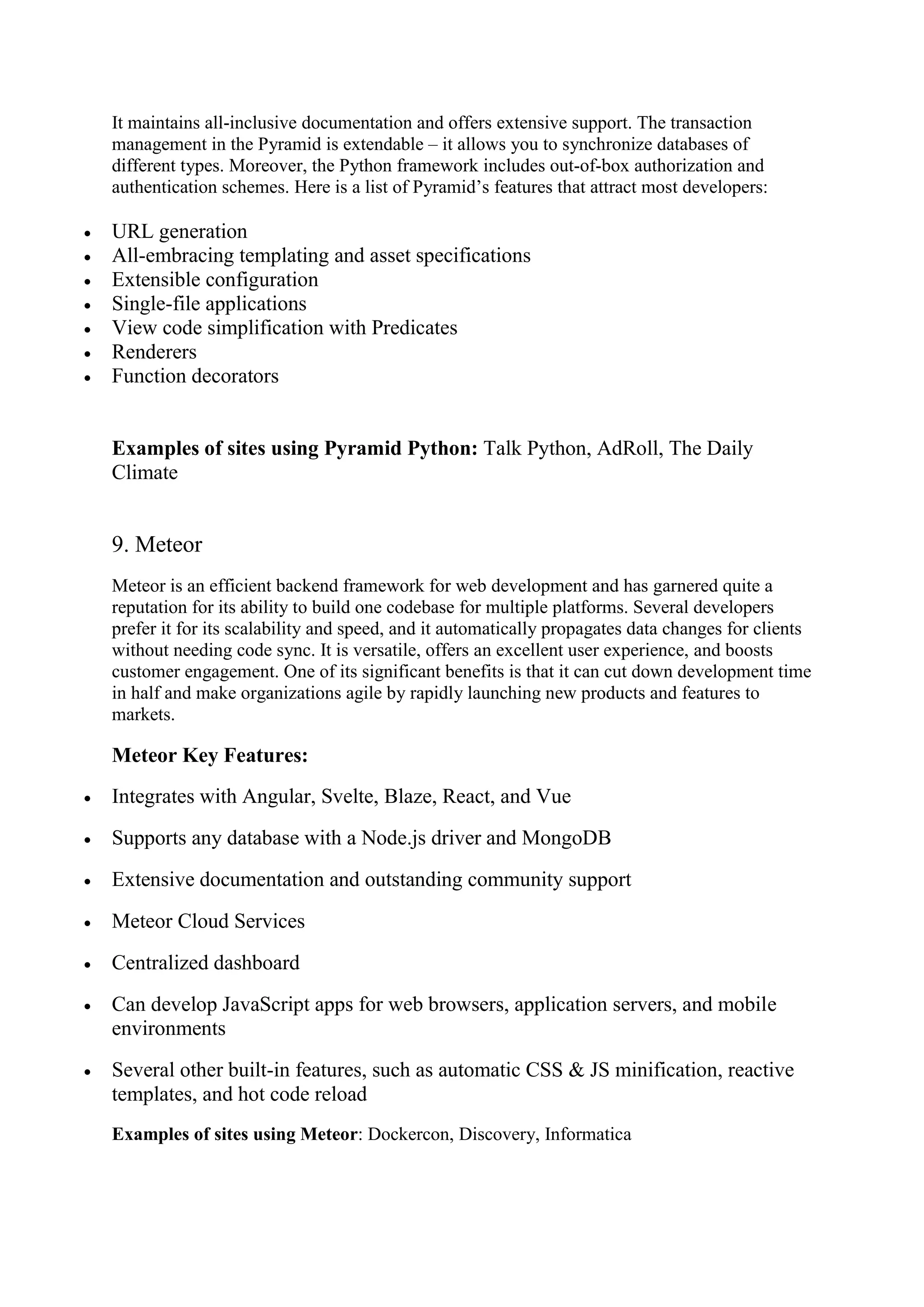 Top 13 Backend Frameworks for Web development in 2024 | DOCX