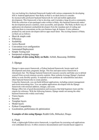 Top 13 Backend Frameworks for Web development in 2024 | DOCX