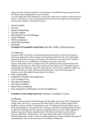 Top 13 Backend Frameworks for Web development in 2024 | DOCX