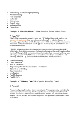 Top 13 Backend Frameworks for Web development in 2024 | DOCX