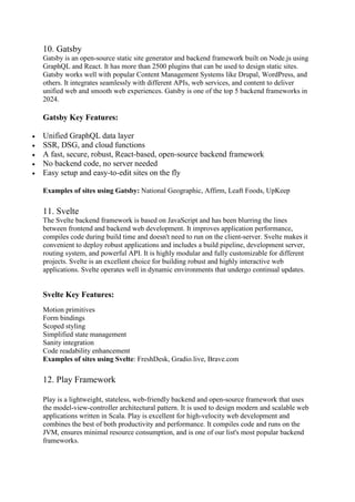 Top 13 Backend Frameworks for Web development in 2024 | DOCX