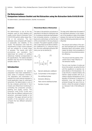 Fat determination by Büchi. Comparison between soxhlet and hot ...