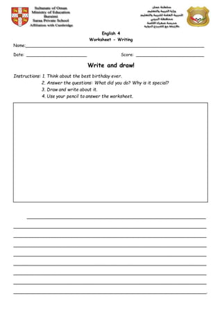 Best birthday ever-Writing worksheet | DOCX