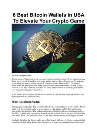 6 Best Bitcoin Wallets in USA To Elevate Your Crypto Game | Enterprise Wired | PDF