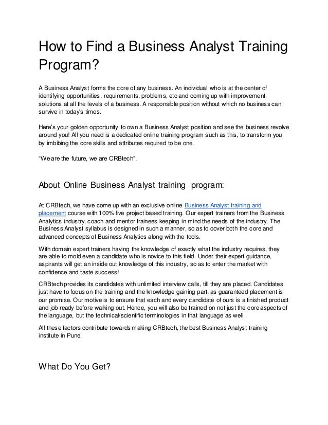 Best business analyst training program