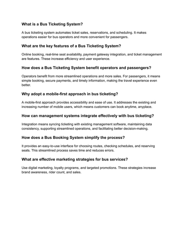 A Guide to Choosing the Best Bus Ticketing System for Your City | PDF