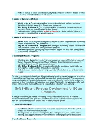 Best Career Options After B.com Value of B.com course | PDF