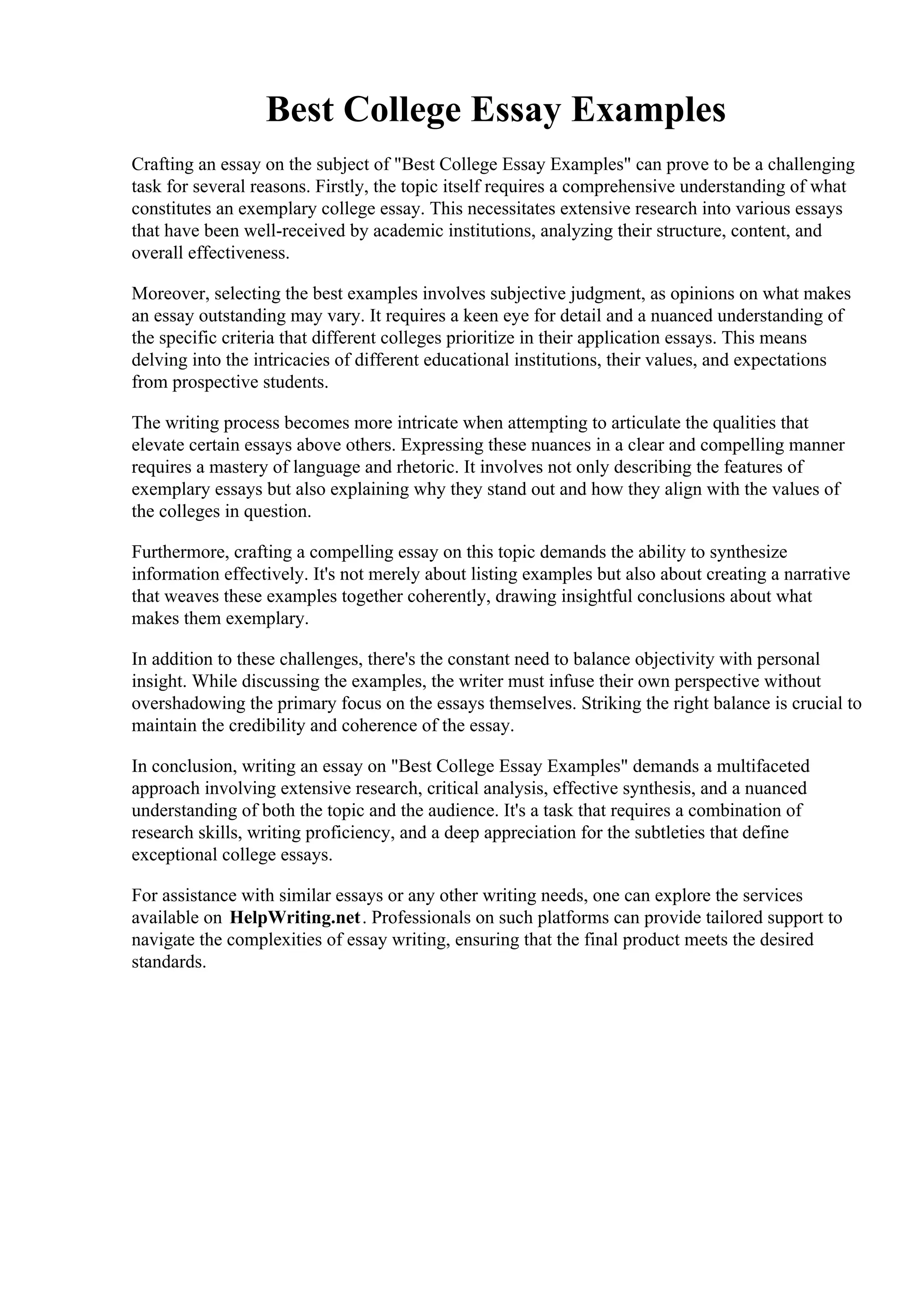 Best College Essay Examples | PDF