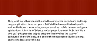 Best Colleges For MSc Computer Science In India | PPT