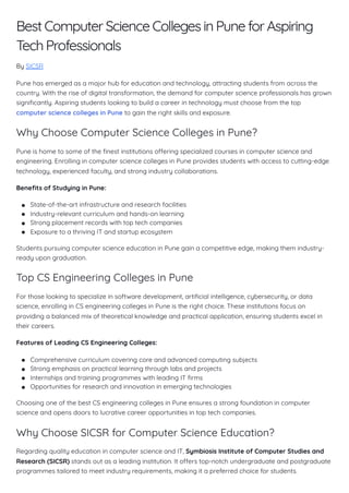 Best Computer Science Colleges in Pune – Launch Your Tech Career | PDF