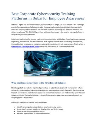 Best Corporate Cybersecurity Training Platforms in Dubai for Employee ...