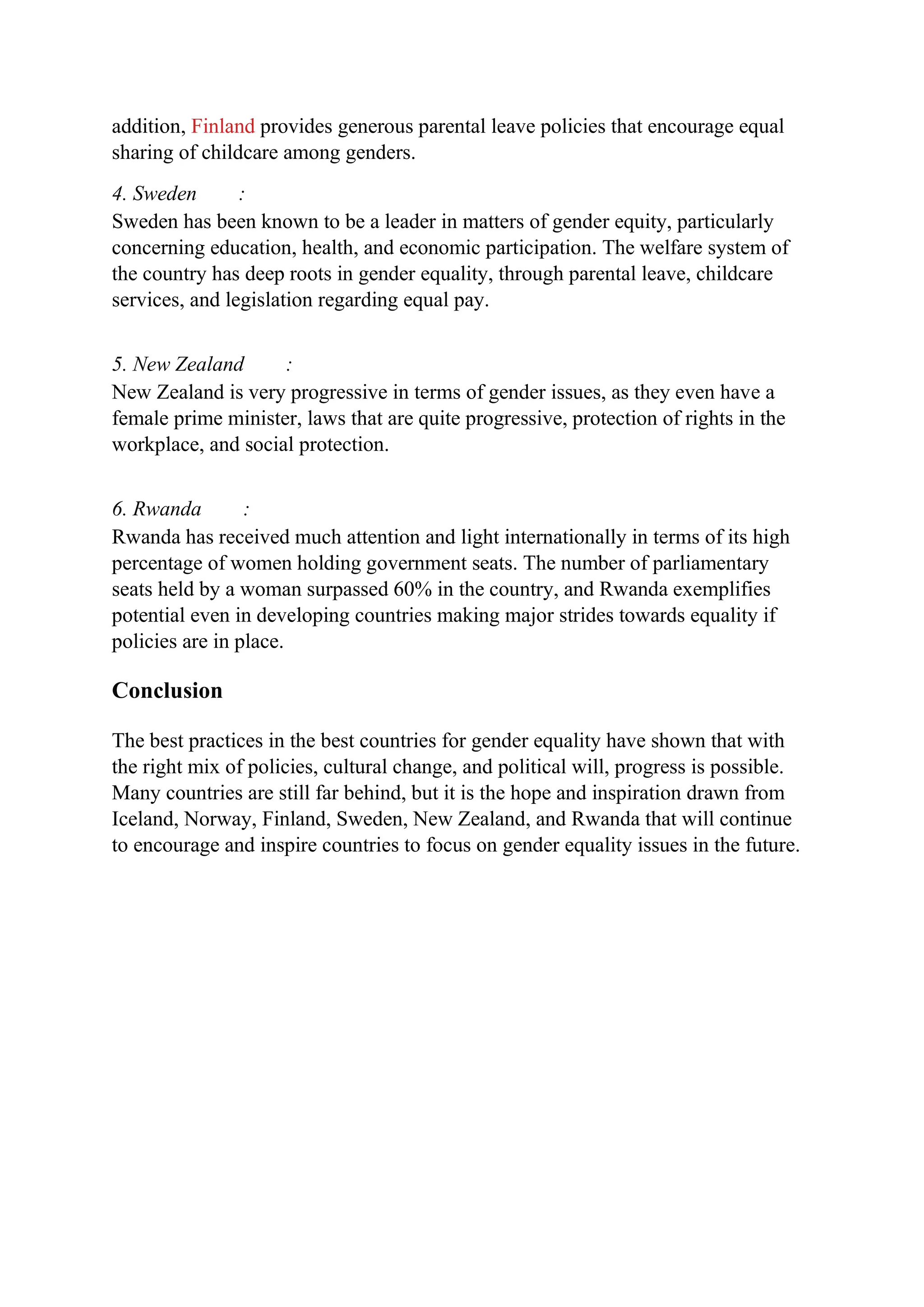 6 Best Countries for Gender Equality | CIO Women Magazine | PDF
