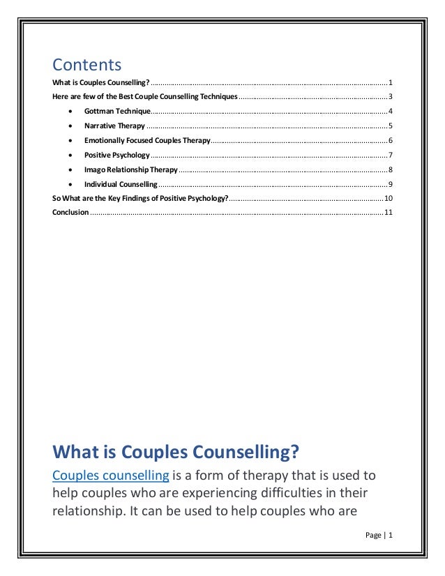 Best Couple Counselling Technique | PDF