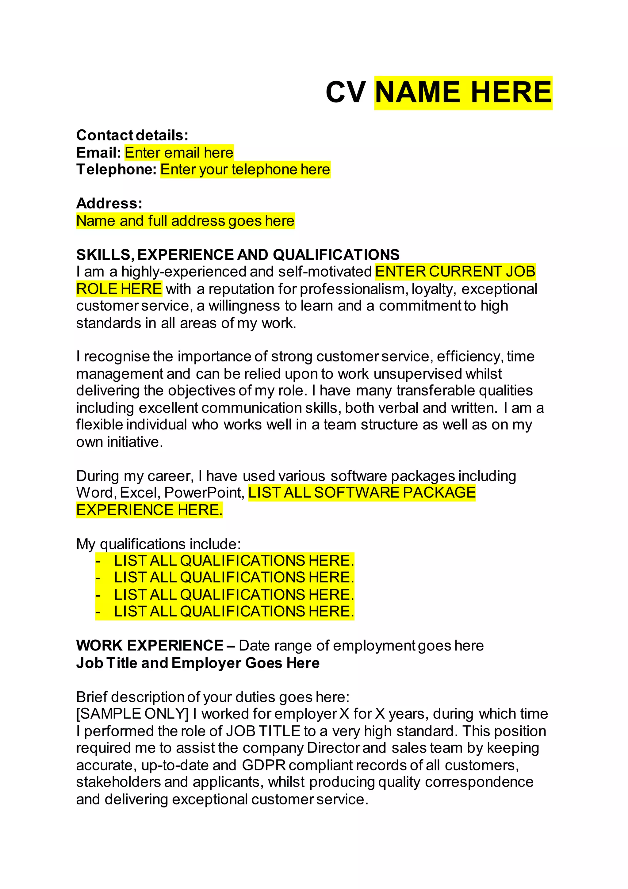 Best CV Template WORD! | DOCX