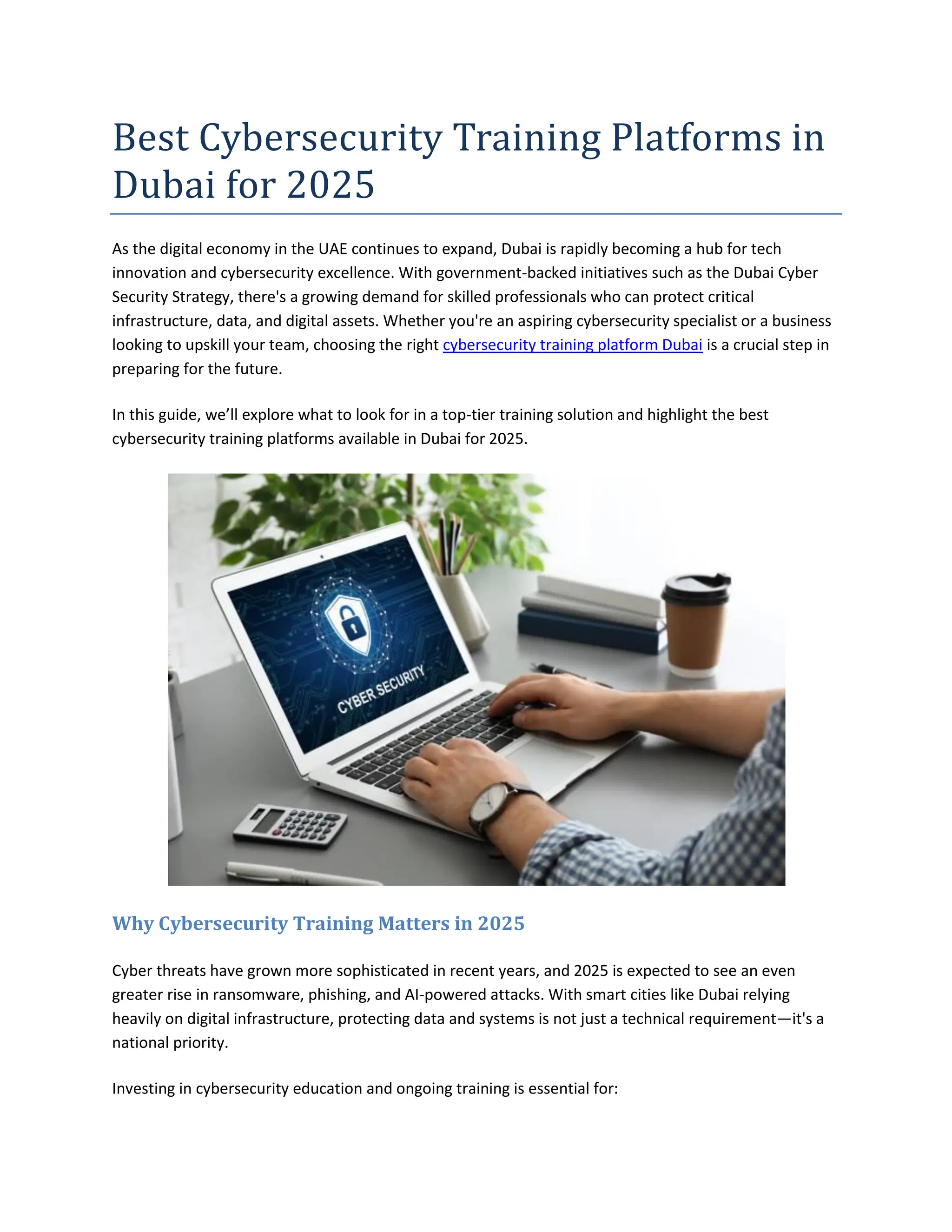 Best Cybersecurity Training Platforms in Dubai for 2025 | PDF