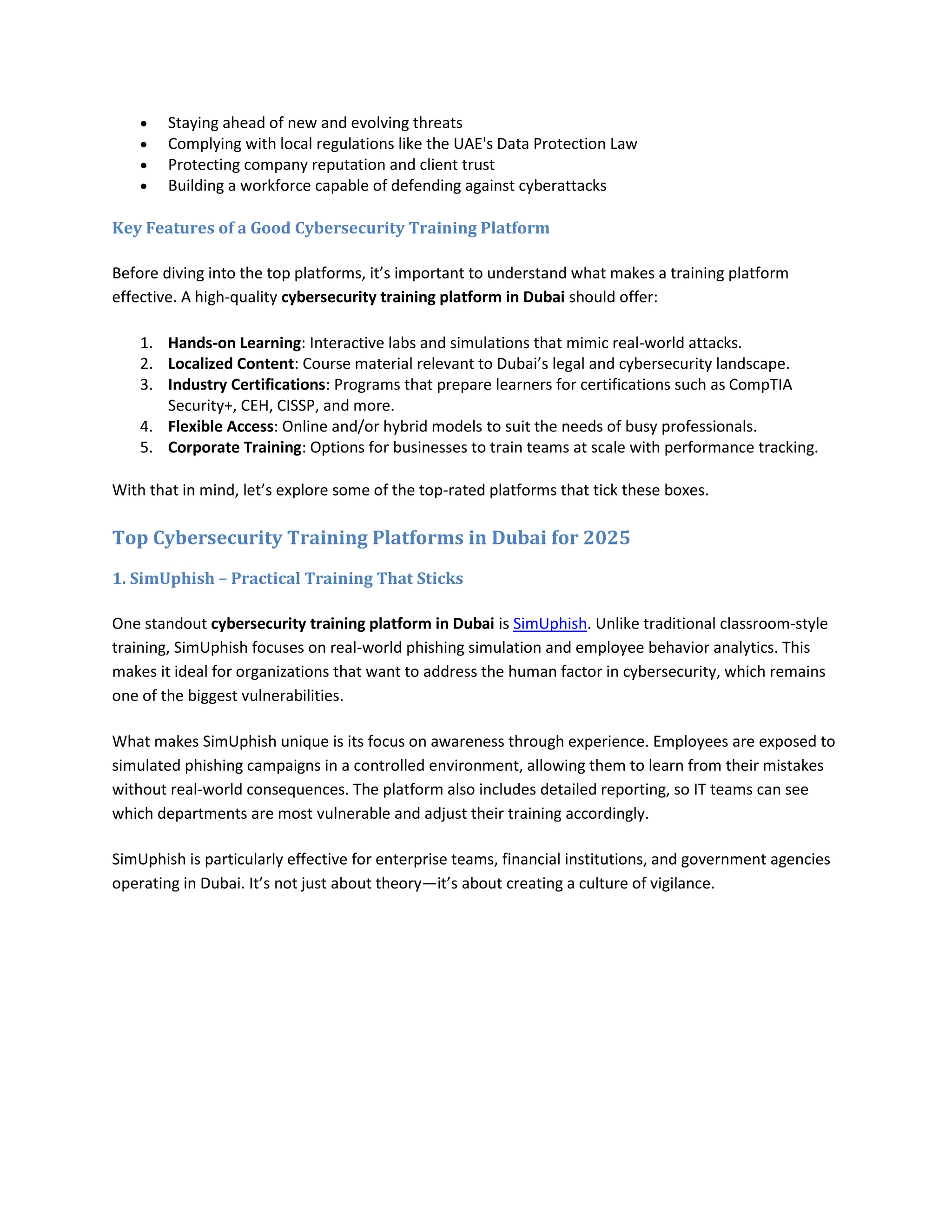 Best Cybersecurity Training Platforms in Dubai for 2025 | PDF