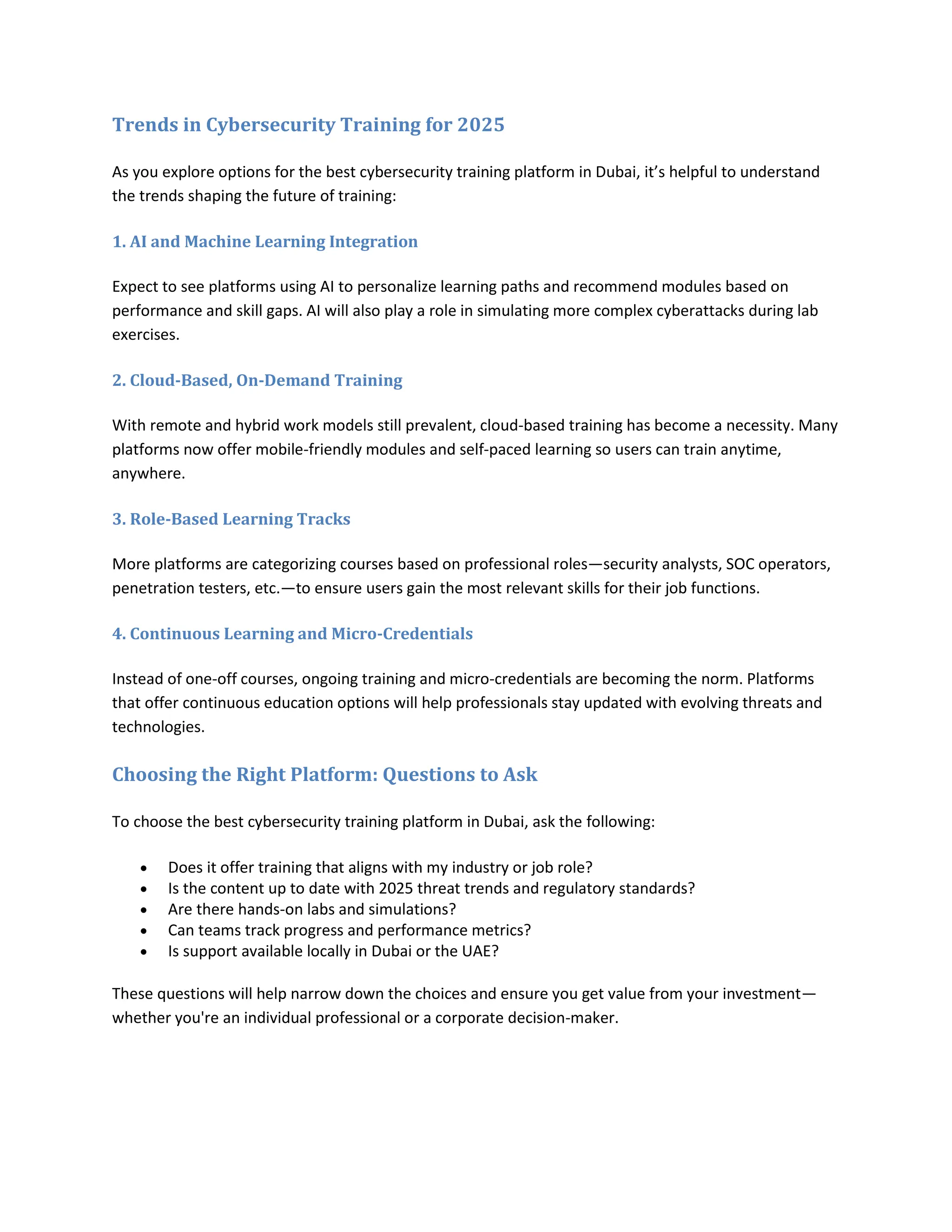 Best Cybersecurity Training Platforms in Dubai for 2025 | PDF