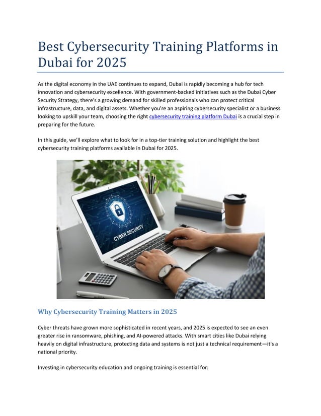 Best Cybersecurity Training Platforms in Dubai for 2025 | PDF
