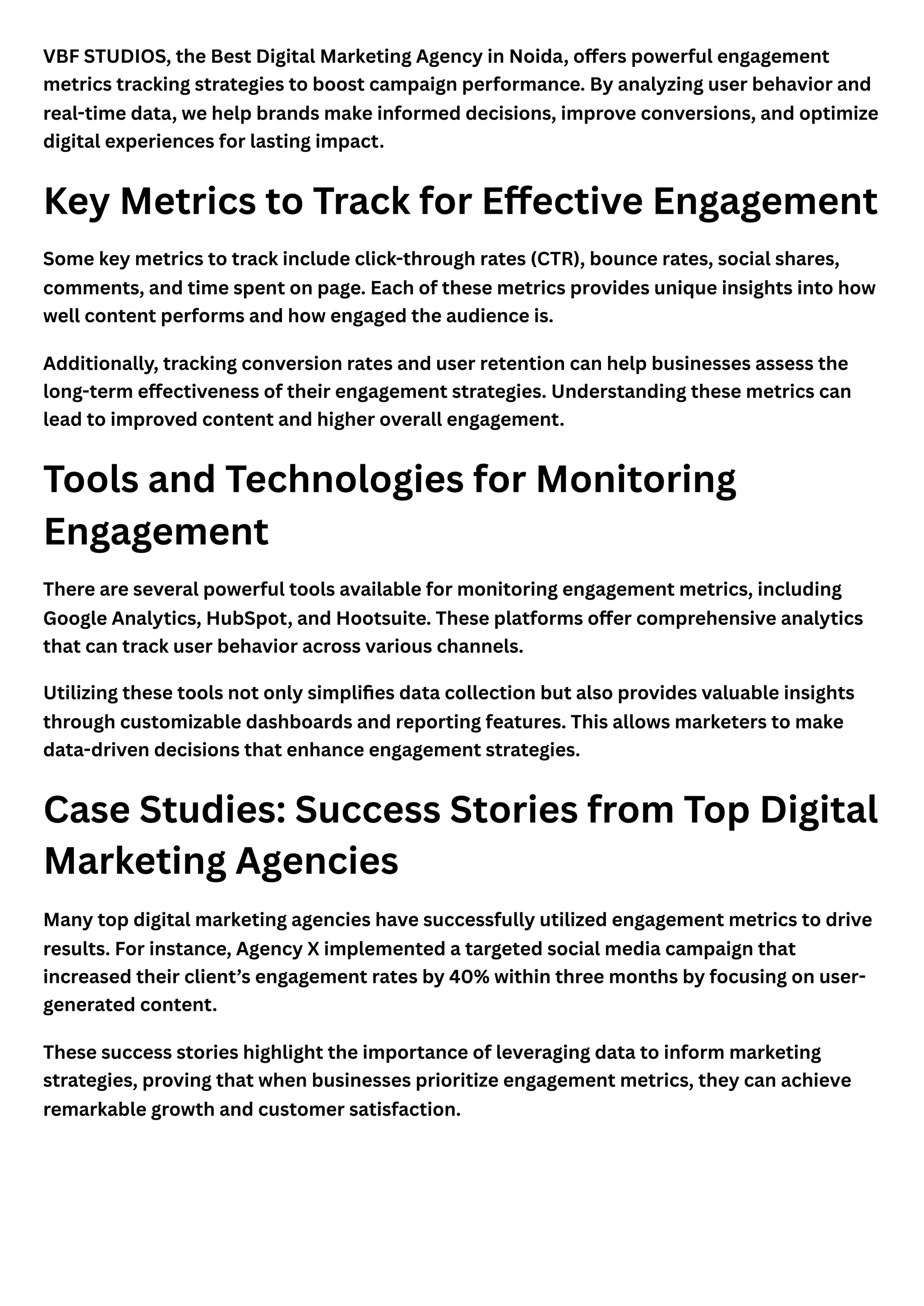 Engagement Metrics Tracking by VBF Studios | PDF