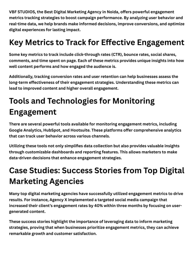 Engagement Metrics Tracking by VBF Studios | PDF
