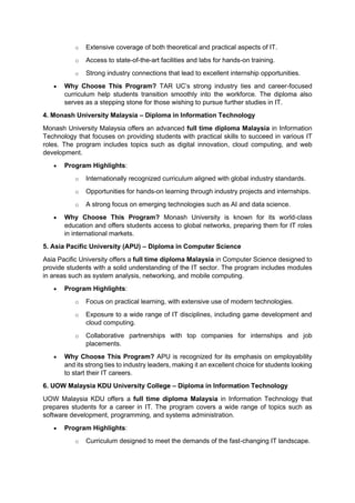 Best Diplomas in IT and Computer Science in Malaysia.pdf | College ...