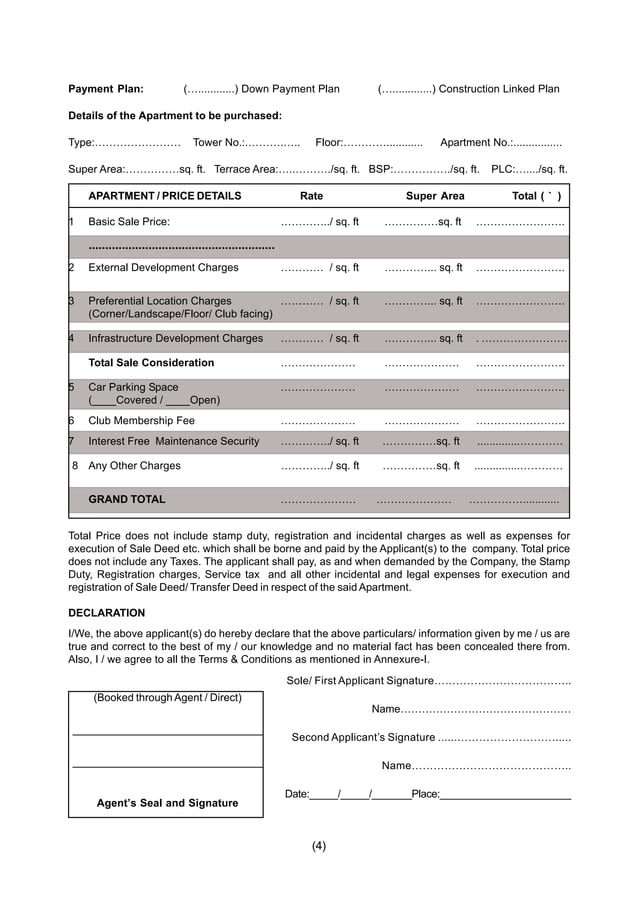Bestech park view ananda application form | PDF