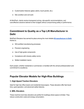 Best Elevator Solutions for High-Rise Buildings in Delhi – MultiTech ...