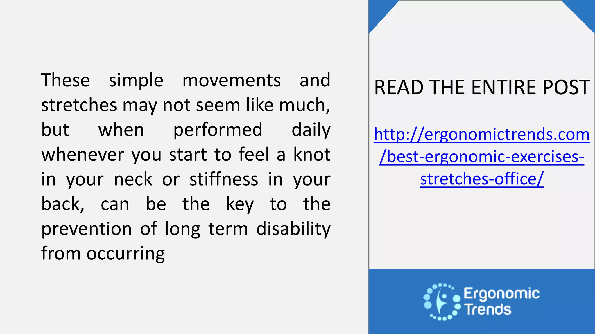 Best Ergonomic Exercises to Do at the Workplace | PPTX