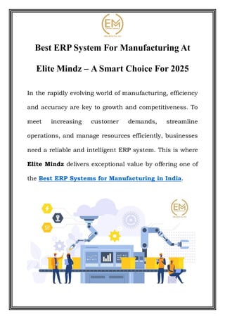 Best ERP System for Manufacturing in India | Elite Mindz | PDF
