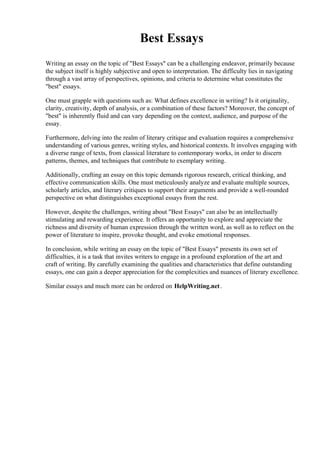 Best Essays.pdf | Books and Literature