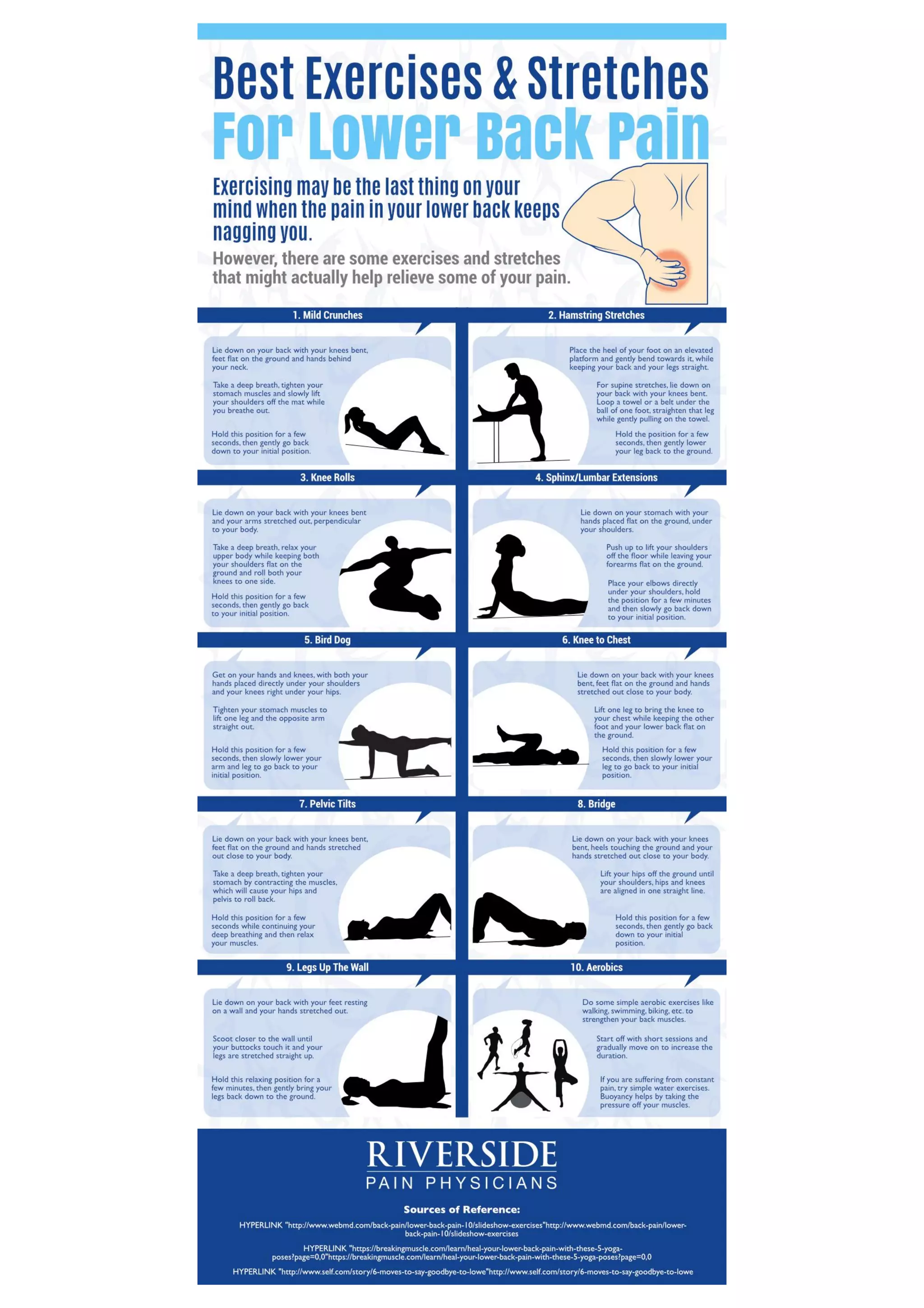 Best Exercises and Streches for Lower Back Pain | PDF