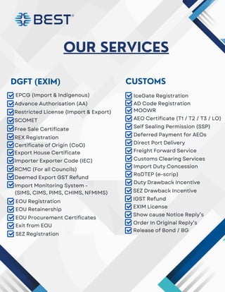 Best EXIM and Industrial Consultant Services | PDF