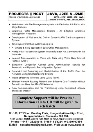 Best Final Year Ieee Projects Advantages Ncct | PDF