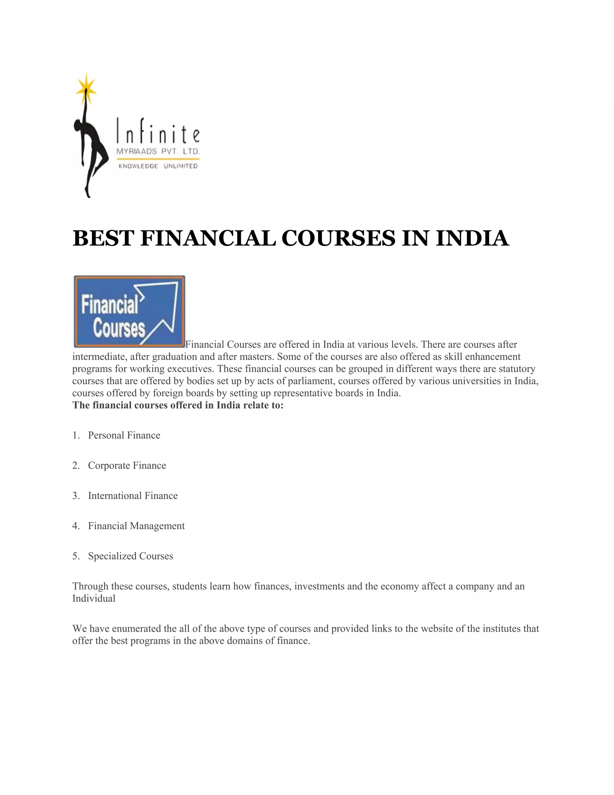 Best financial courses in india | PDF